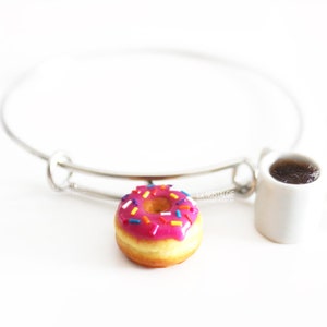Donut Wire Bangle Minimalist Coffee Charm Bracelet Jewelry Gifts - Etsy