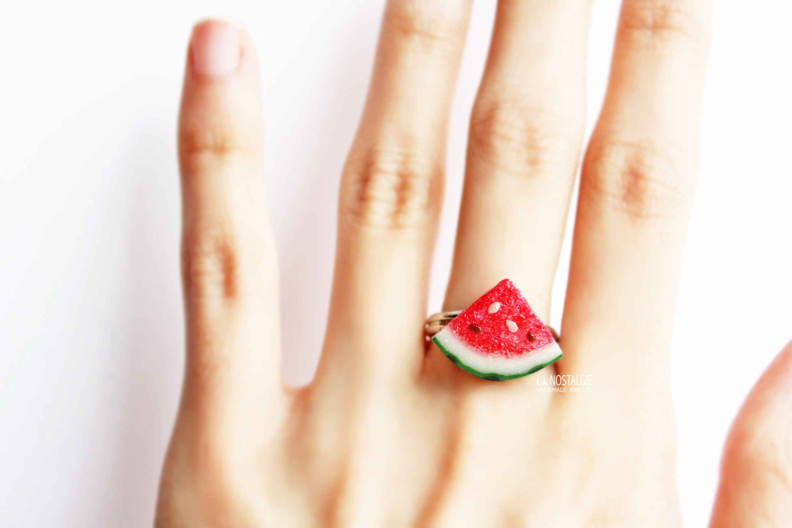 Watermelon Ring Fruit Jewelry Summer Beach Tropical Red Silver | Etsy