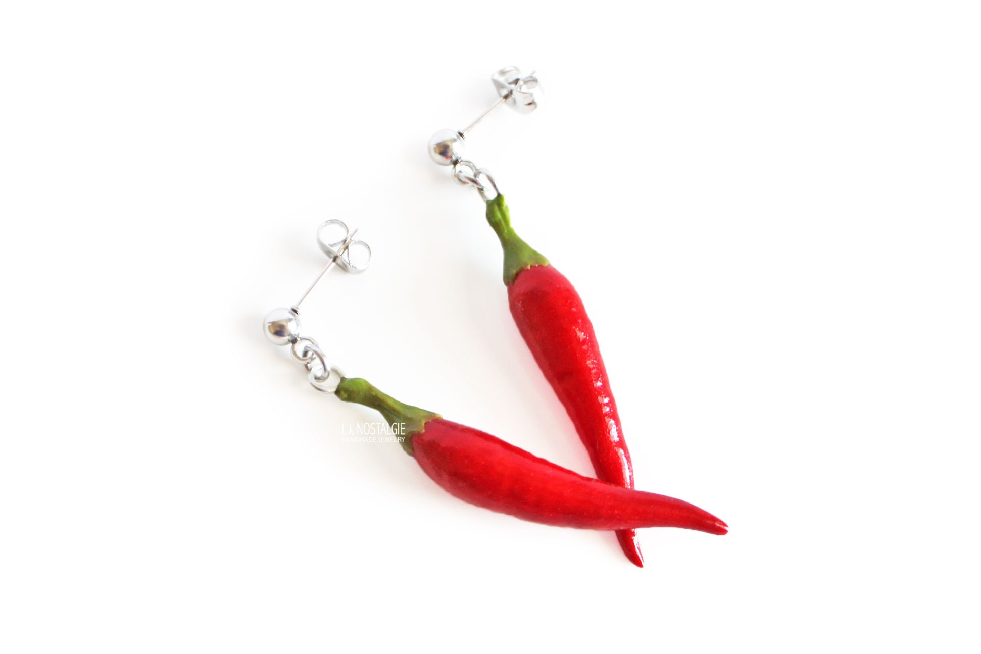 Chilli Pepper Funky Earrings Pop Art Red Dangly Drop Stud | Etsy