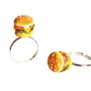 Burger Ring Statement Stackable Rings Summer Fries Fast Food - Etsy