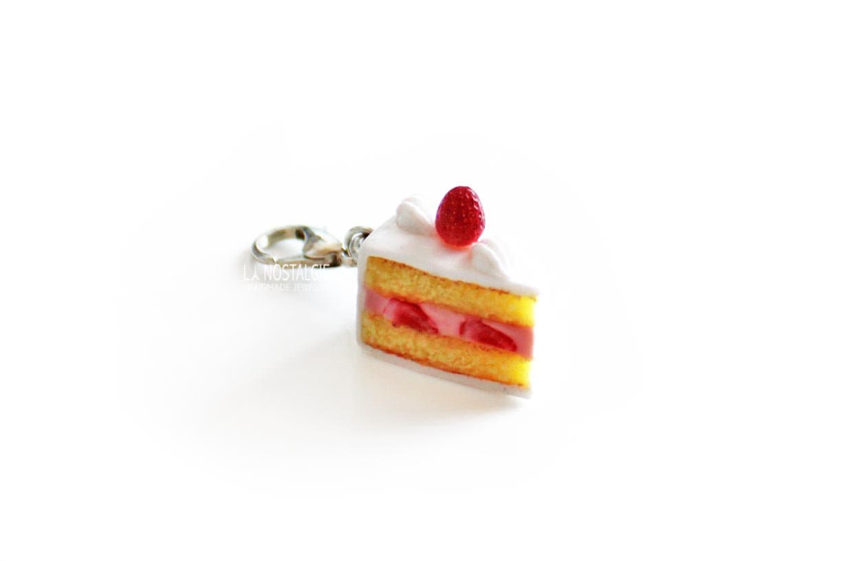 Cute Strawberry Shortcake Cake Slice Charms for Bracelet Mini Food ...