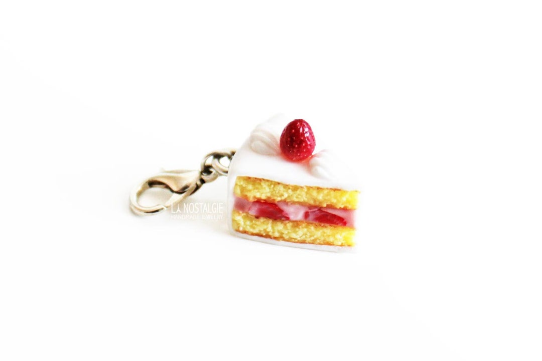 Cute Strawberry Shortcake Cake Slice Charms for Bracelet Mini Food ...