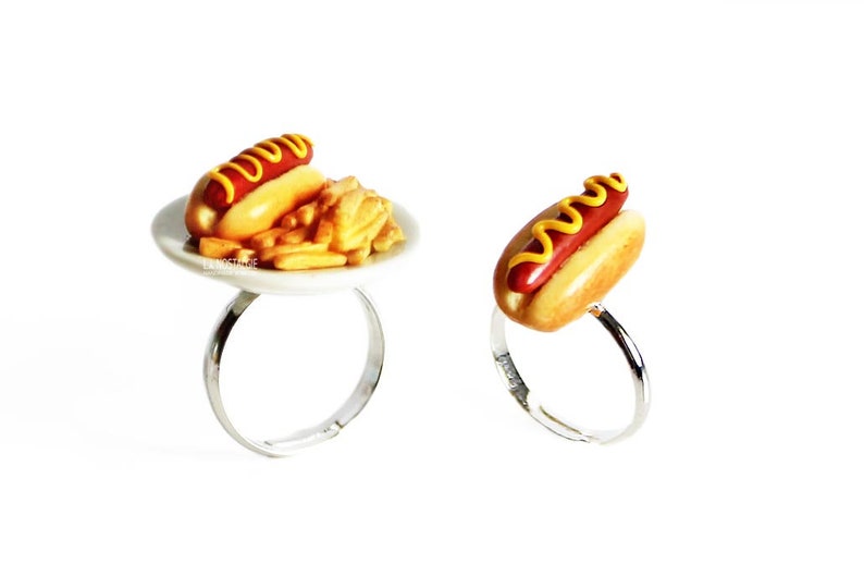 Hot Dog Ringsilver Stacking Ringsstatement Rings for - Etsy