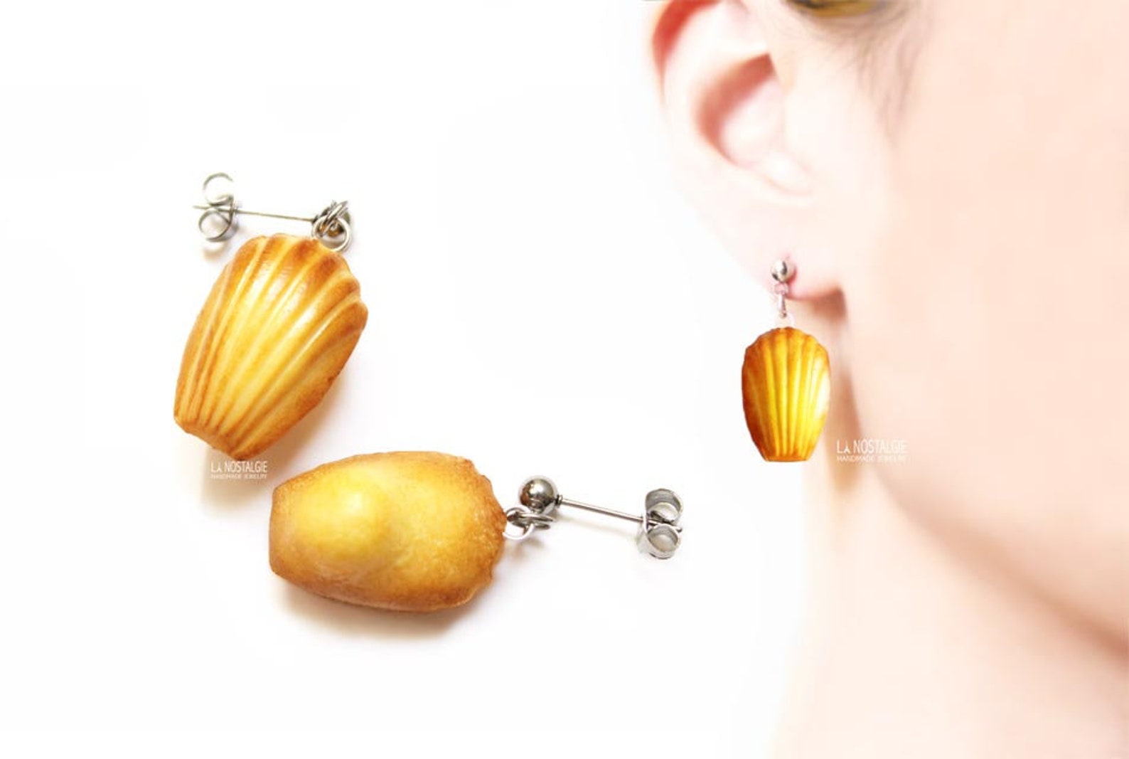 Mini Food Jewelry Dainty Earrings Studs Madeleine Stainless Steel ...