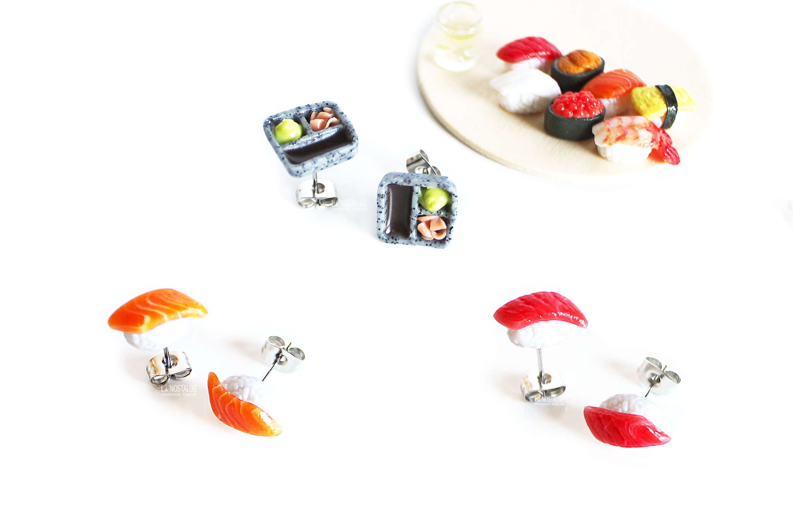 Sushi Earrings Kawaii Food Jewelry Small Stud Earrings Polymer | Etsy