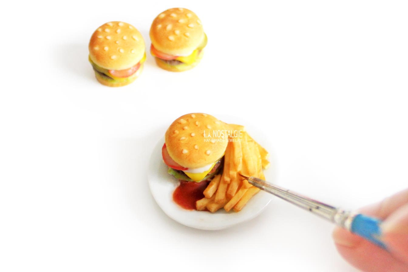 Burger Ring Statement Stackable Rings Summer Fries Fast Food | Etsy