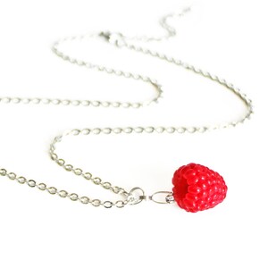 Love Raspberry Necklace Fruit Charm Summer Jewelry Pink Berry Heart ...