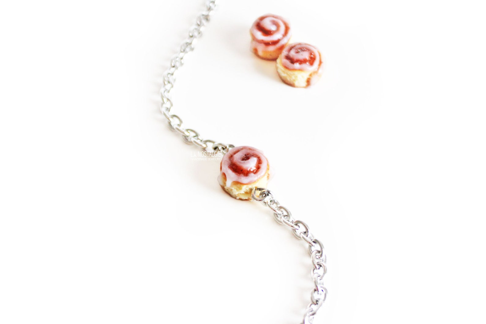 Cinnamon Roll Buns Food Charm Bracelet Silver Dainty Delicate - Etsy