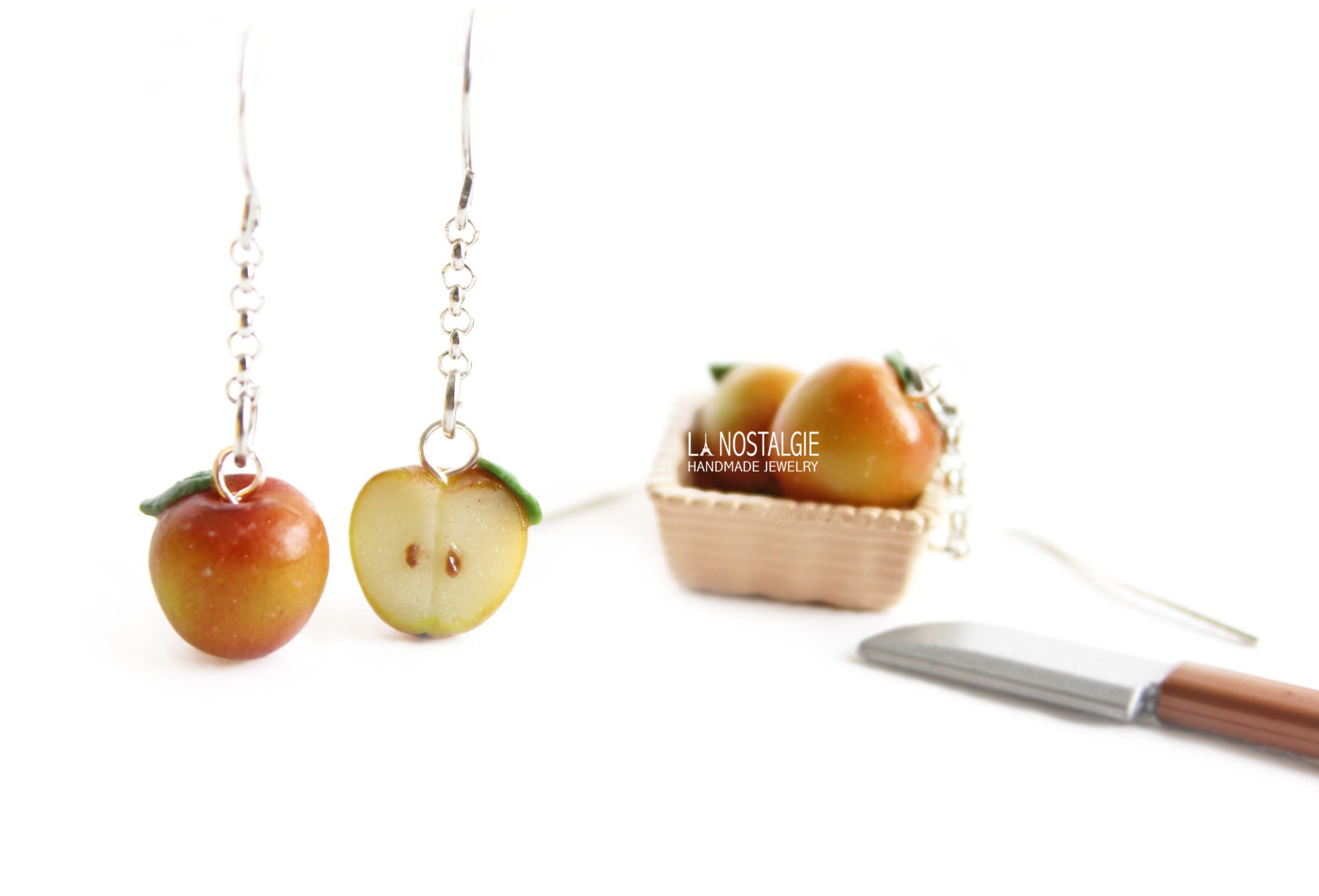 Apple Earrings Red Green Fall Spring Jewelry Fruit Earring | Etsy