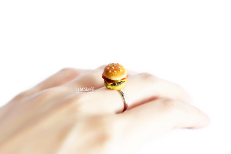Burger Ring Statement Stackable Rings Summer Fries Fast Food | Etsy