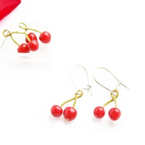 Cherry Tiny Red Cherries Small Fruit Dangle Earrings Jewelry Dainty ...