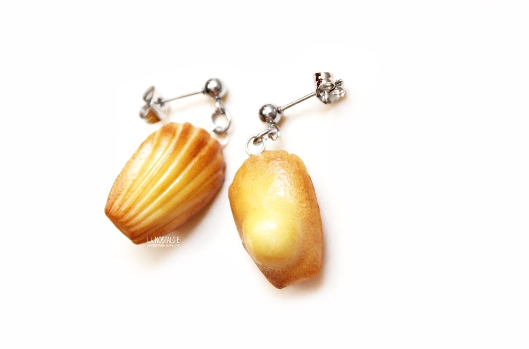 Mini Food Jewelry Dainty Earrings Studs Madeleine Stainless Steel ...