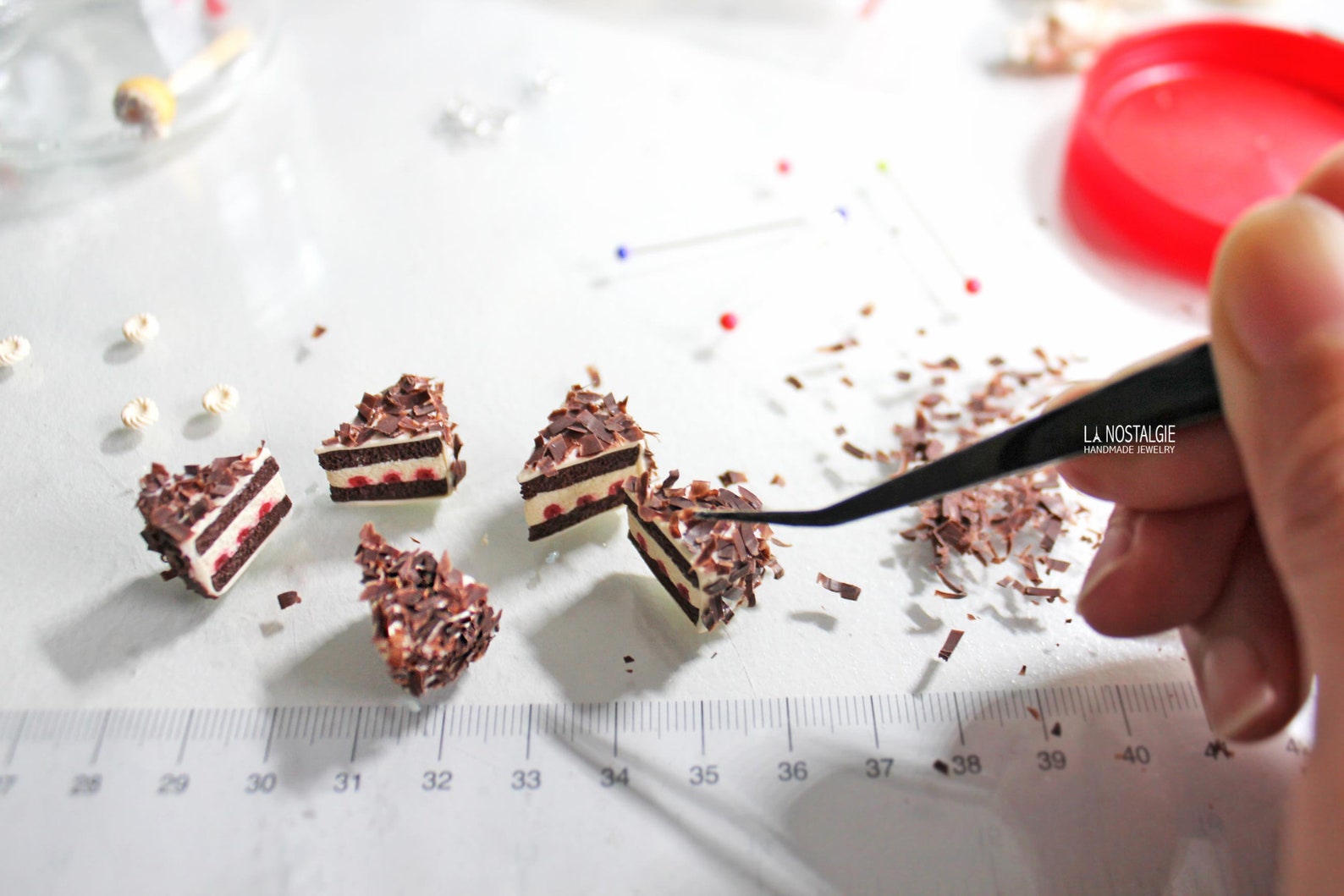 Mini Food Jewelry Cake Triangle Earrings Cherry Chocolate Black Forest ...