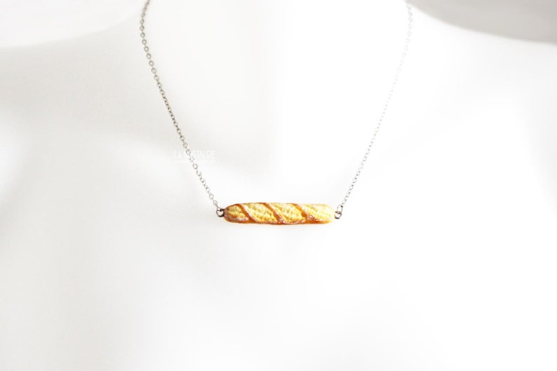 Food Necklace Bread Jewelry Silver Bar Necklace Layering | Etsy