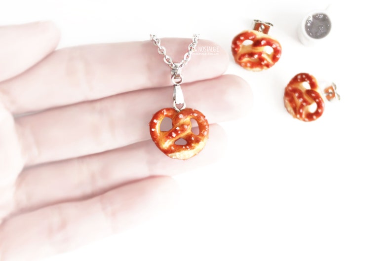 Pretzel Charm Pendant Silver Necklace Heart Jewelry Spring | Etsy