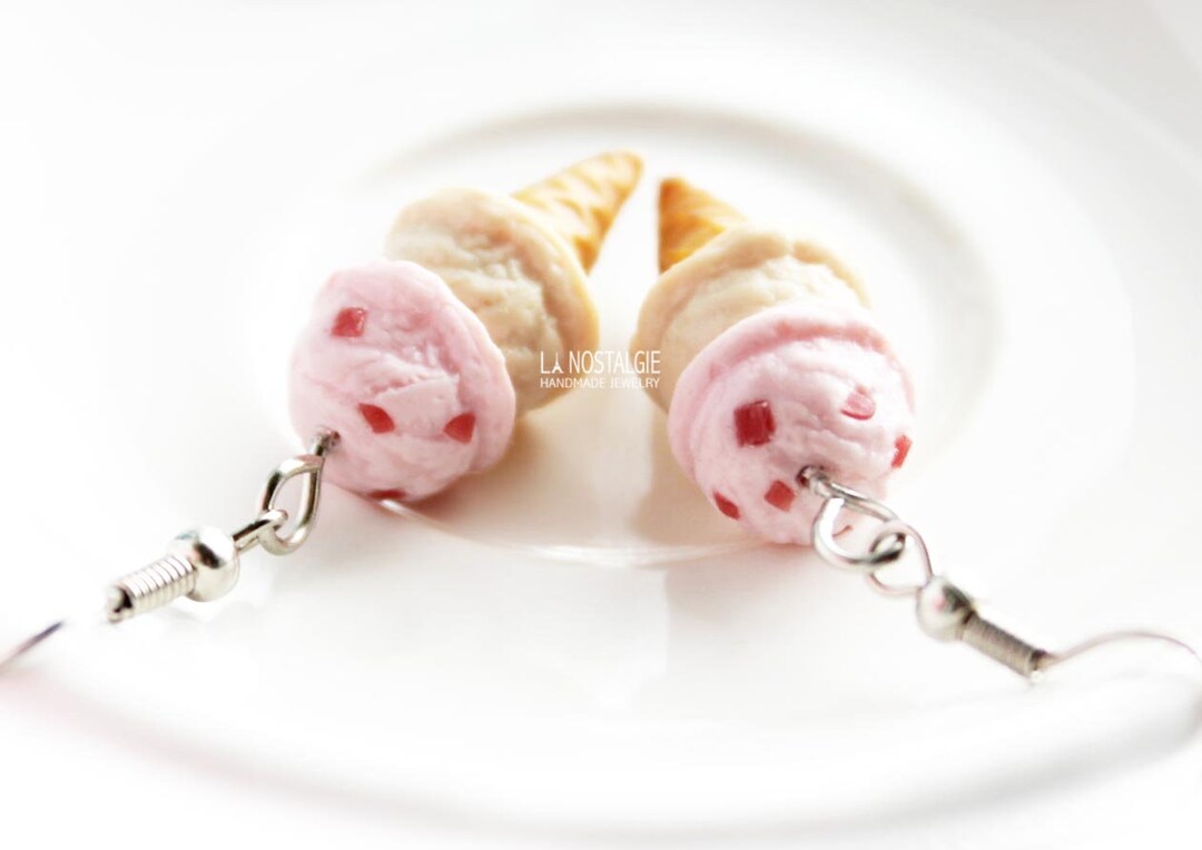 Pastel Pink Ice Cream Cone Earring Boho Dainty Cute Jewelry Mini Food ...