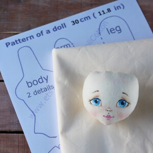 Set Head Doll With Facecotton Cloth Paper Pattern. Set for Make Doll ...