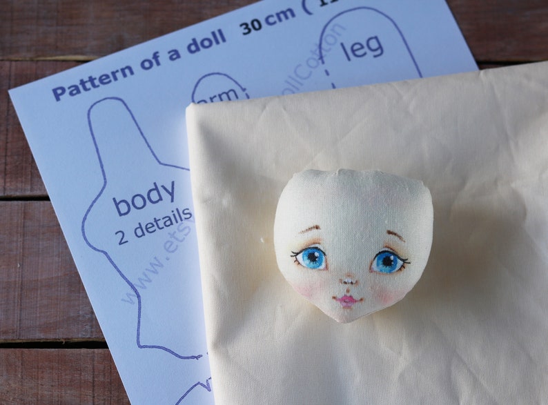 Set Head Doll With Facecotton Cloth Paper Pattern. Set for - Etsy
