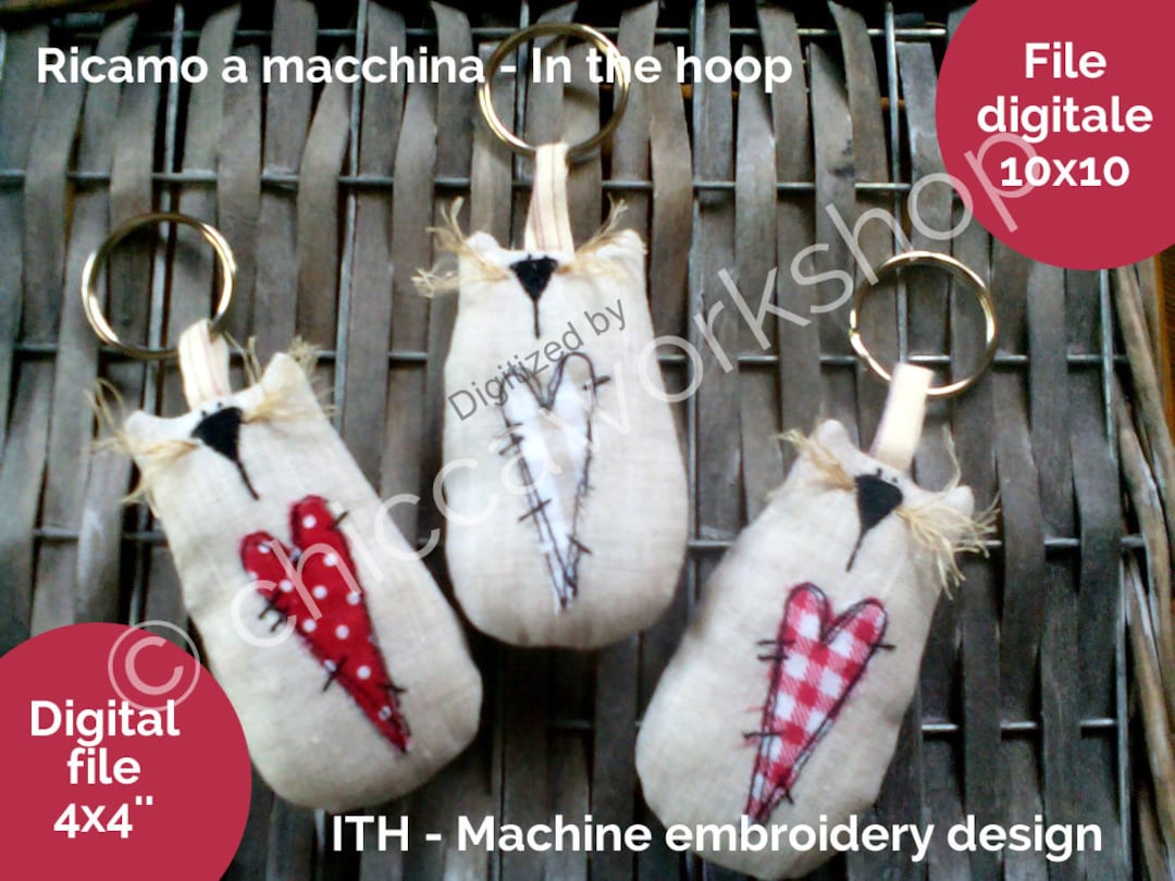 ITH Cat Key Ring - Machine Embroidery - DIGITAL DOWNLOAD - Etsy