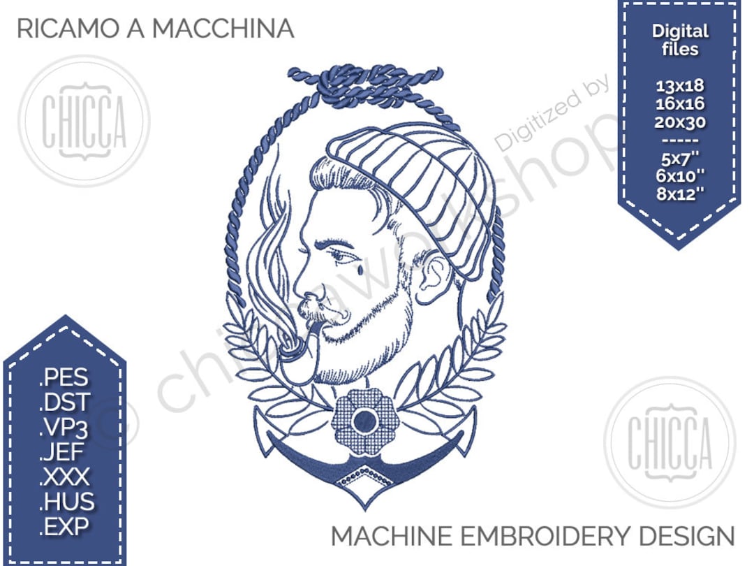 Sailor Man - Machine Embroidery Design - Digital Download - Etsy
