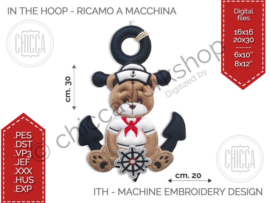 ITH Teddy Sailor - Machine Embroidery With Tutorial - Etsy