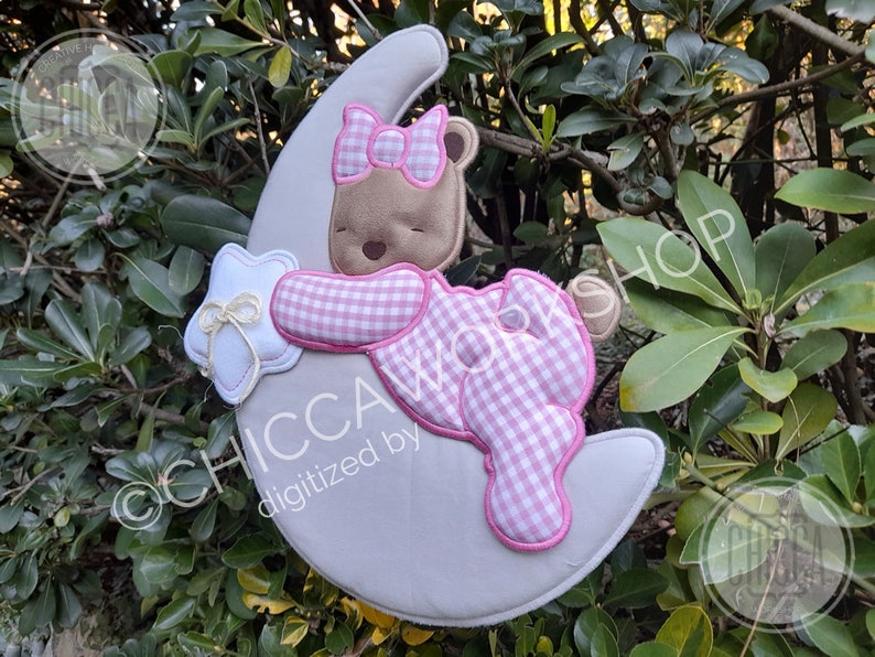 ITH Teddy on the Moon - Machine Embroidery Design With Tutorial - Etsy