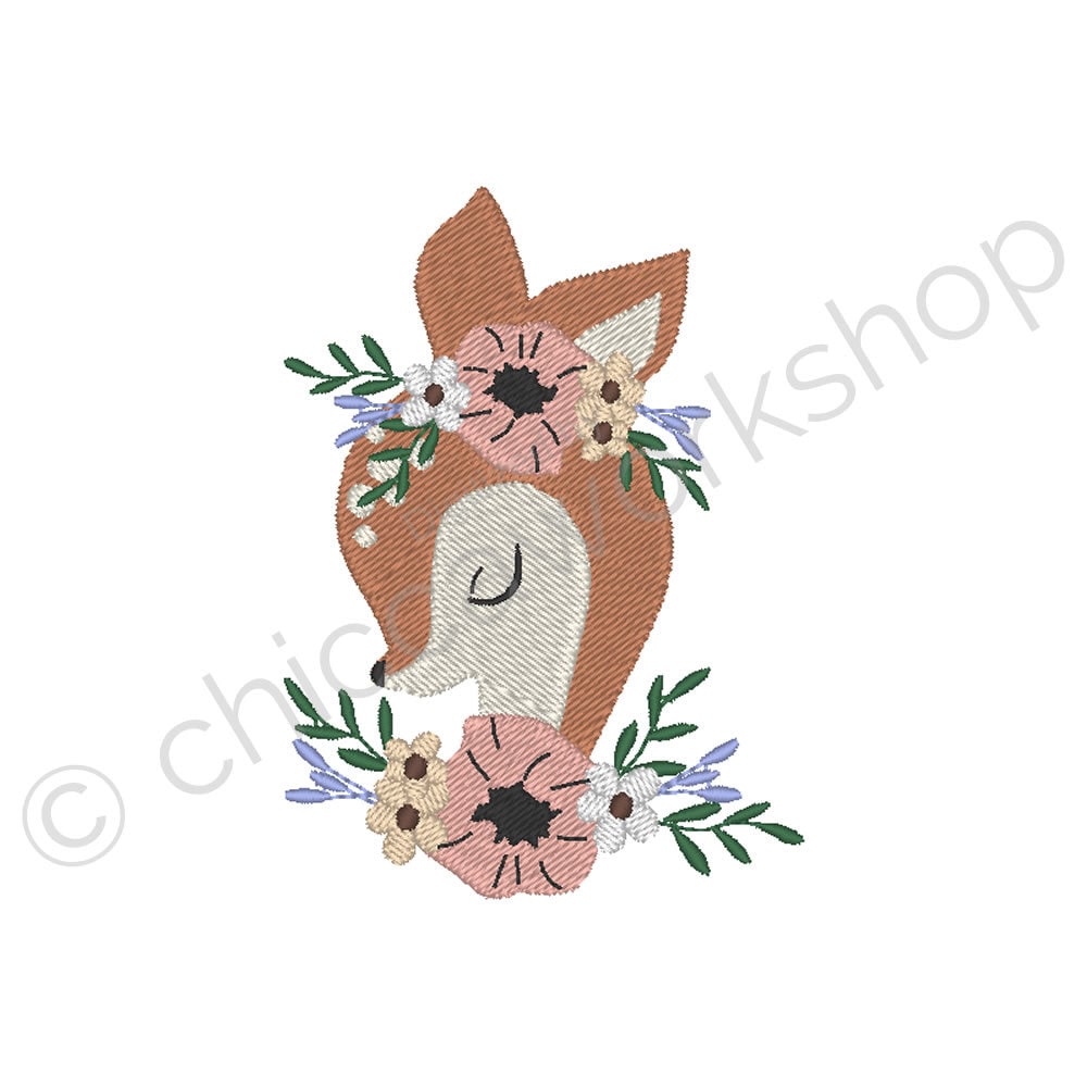 Boho Style Fawn - Applique and Machine Embroidery - Etsy