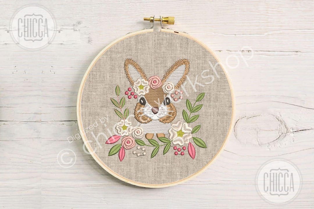 Bunny Flower Raw Edge - Machine Embroidery Design - Etsy