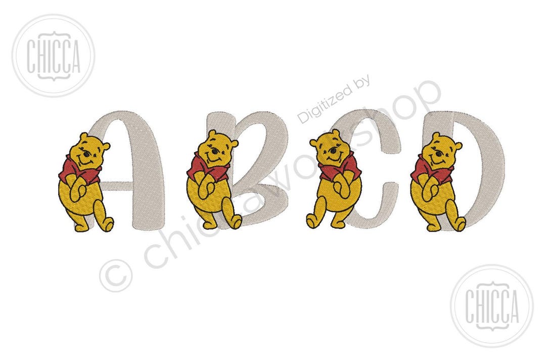Winnie Alphabet Monogram Uppercase A-Z / Machine Embroidery / Baby Font ...
