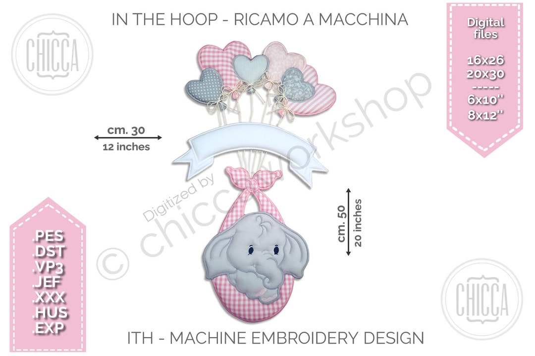 ITH Elephant Garland - Machine Embroidery Design With Tutorial - Etsy