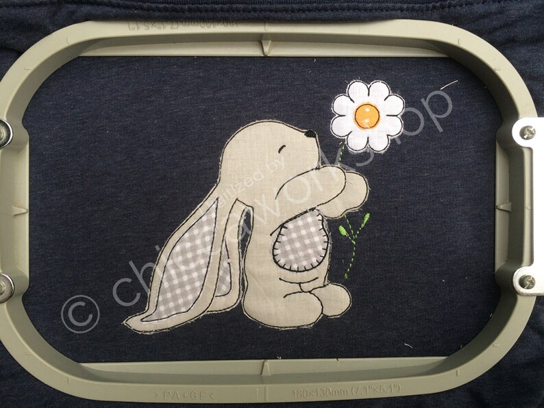 Bunny Flower Raw Edge - Machine Embroidery Design - Etsy