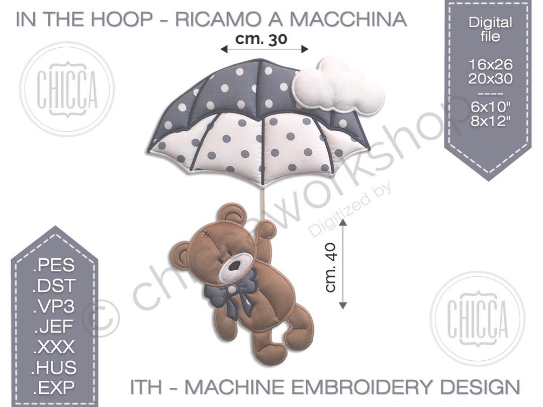 ITH Teddy Bears With Umbrella - Machine Embroidery Design - Etsy