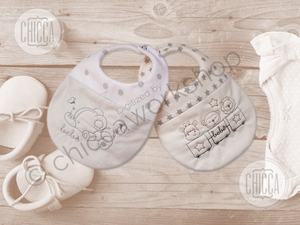 ITH Teddy Bicolor Bib Machine Embroidery With Tutorial - Etsy