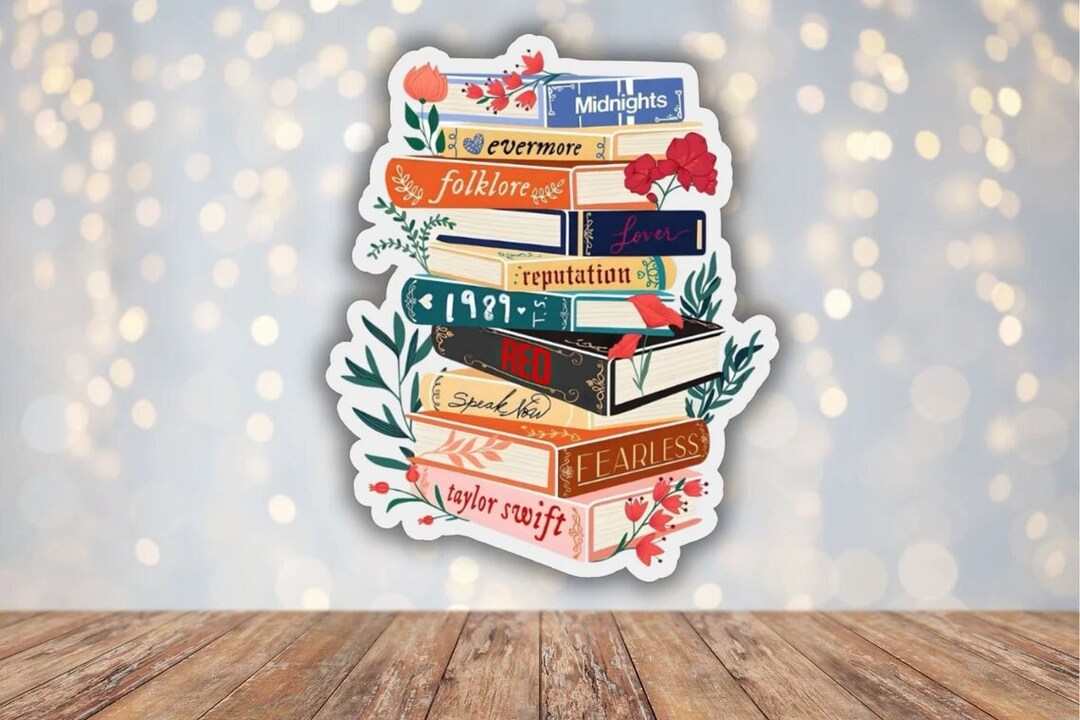 Floral Album Sticker, Book Stack of Taylor Swift Albums Sticker ...