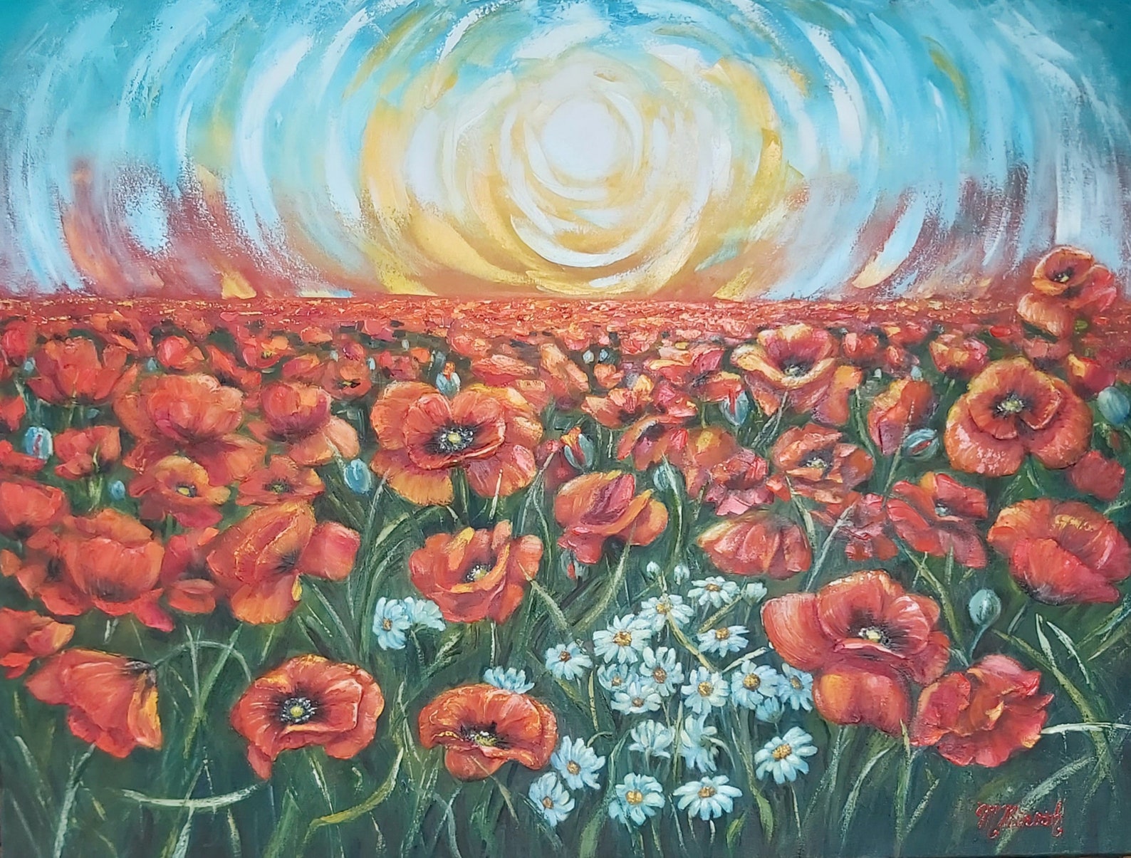Landscape With Poppies. Structure Painting .impressionism. - Etsy