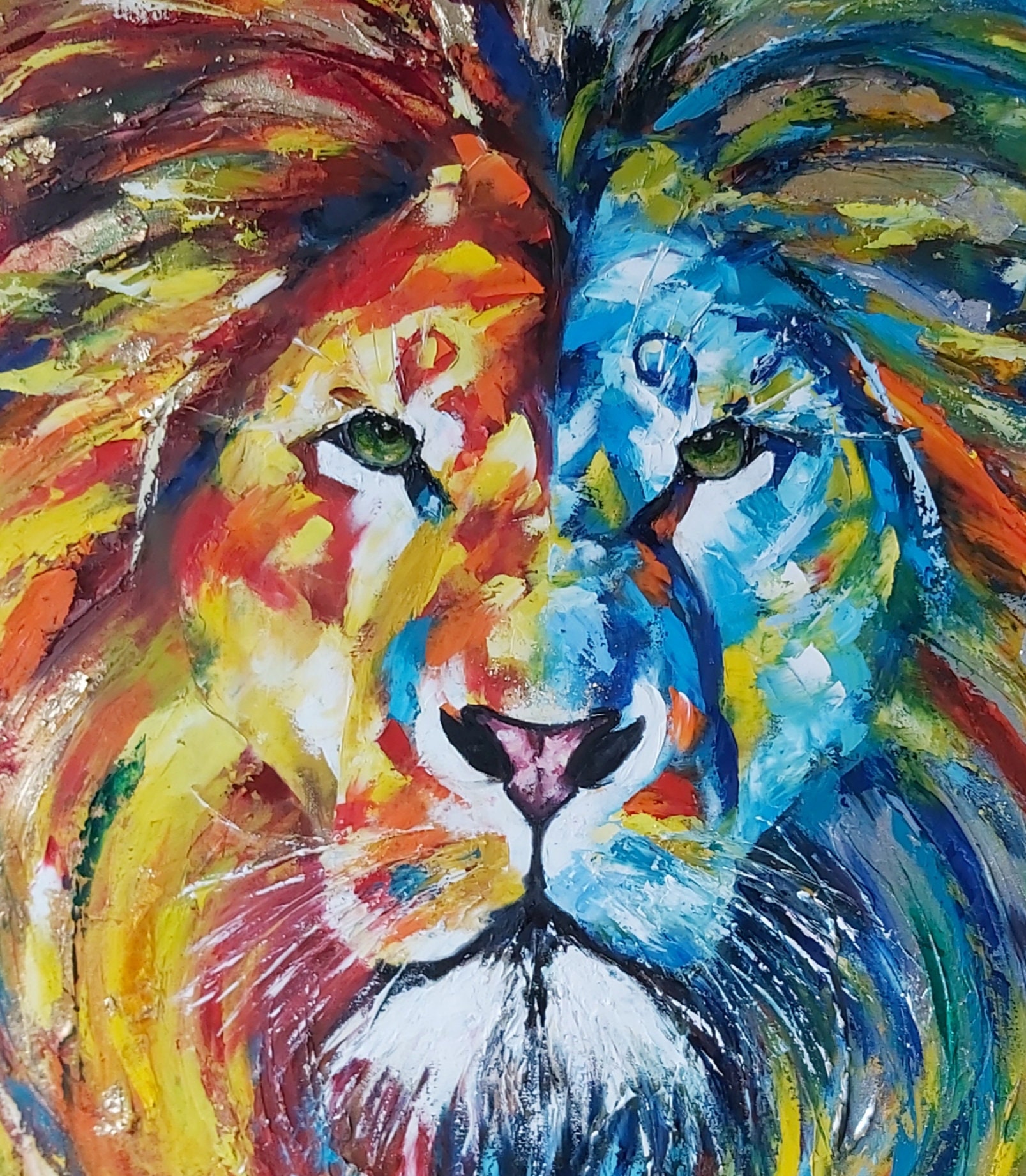 Lion. Rainbow Lion Oil Painting. Pop Art. Impasto. Portrait - Etsy