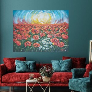 Landscape With Poppies. Structure Painting .impressionism. - Etsy