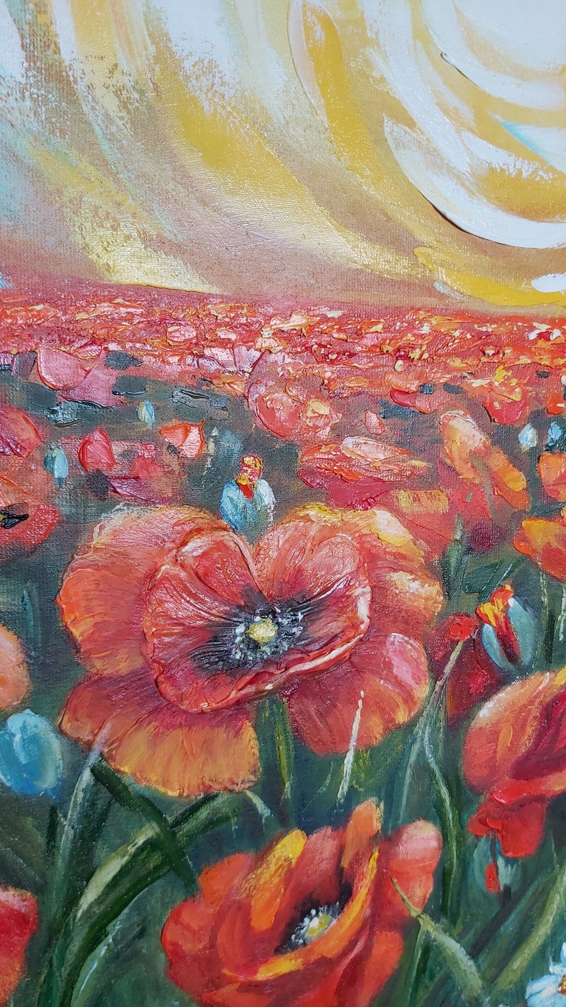 Landscape With Poppies. Structure Painting .impressionism. - Etsy