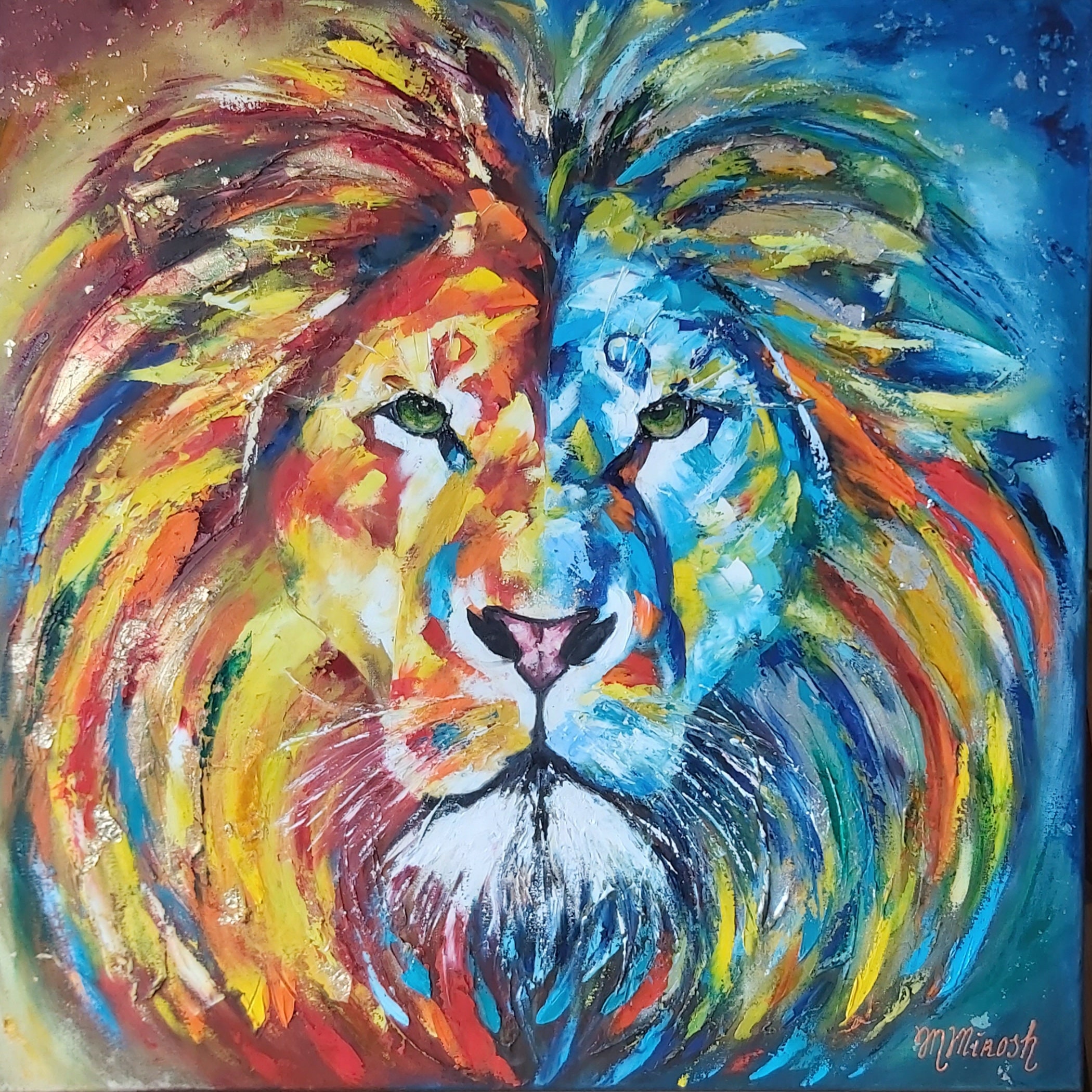 Lion. Rainbow Lion Oil Painting. Pop Art. Impasto. Portrait - Etsy