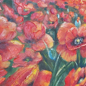 Landscape With Poppies. Structure Painting .impressionism. - Etsy