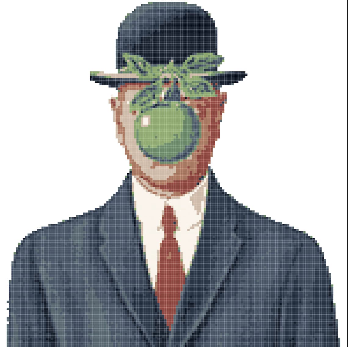 Magritte Apple (the Son of a Man) - Downloadable Cross Stitch Pattern ...
