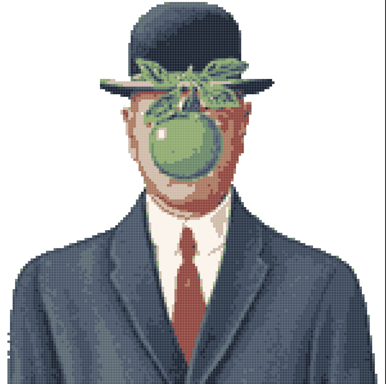 Magritte Apple (the Son of a Man) - Downloadable Cross Stitch Pattern ...