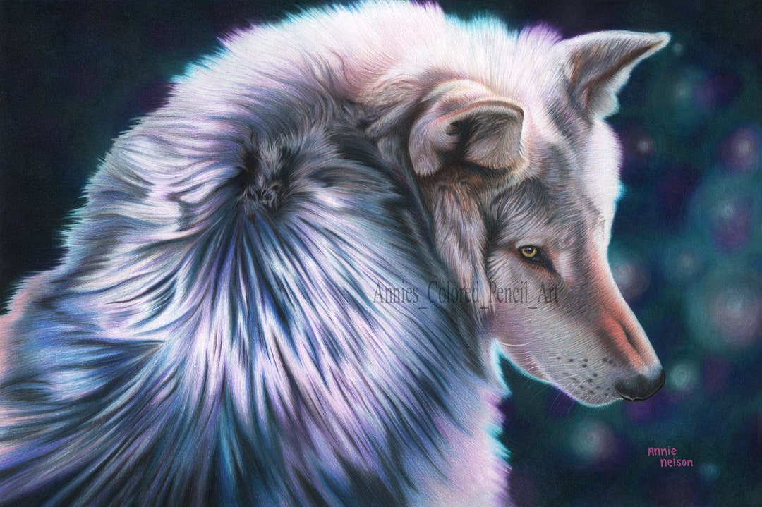 Original Wolf Colored Pencil Drawing - Etsy