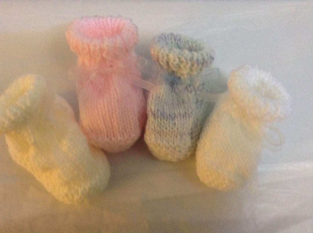 Botines de bebé suaves de punto con cintas transparentes, 4 colores, 3 ...