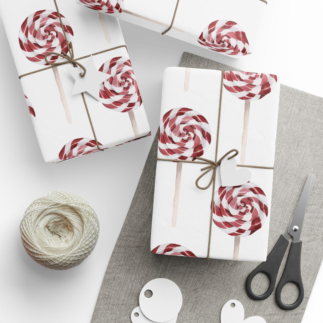 Candy Cane Wrapping Paper Holiday Gift Wrap for Christmas, Birthdays ...