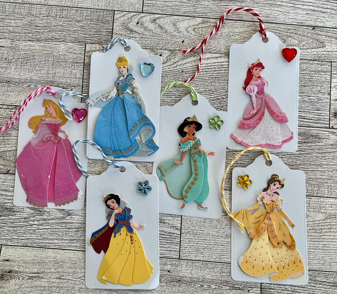 6 Disney Princess Hang Tags With Gems - Etsy