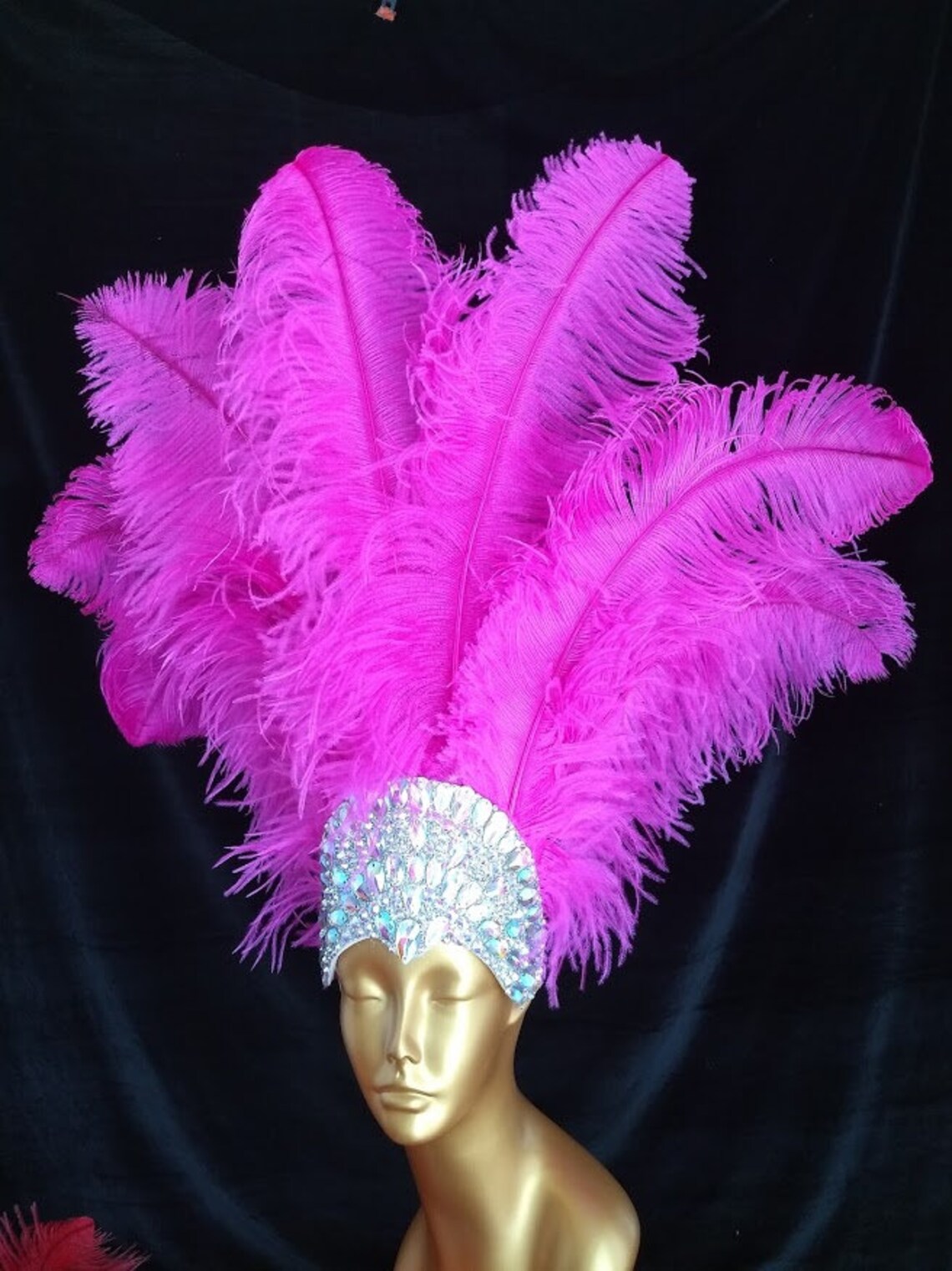 Ostrich Feather Headdress Showgirl Samba Carnival New Crown. MADE IN ...
