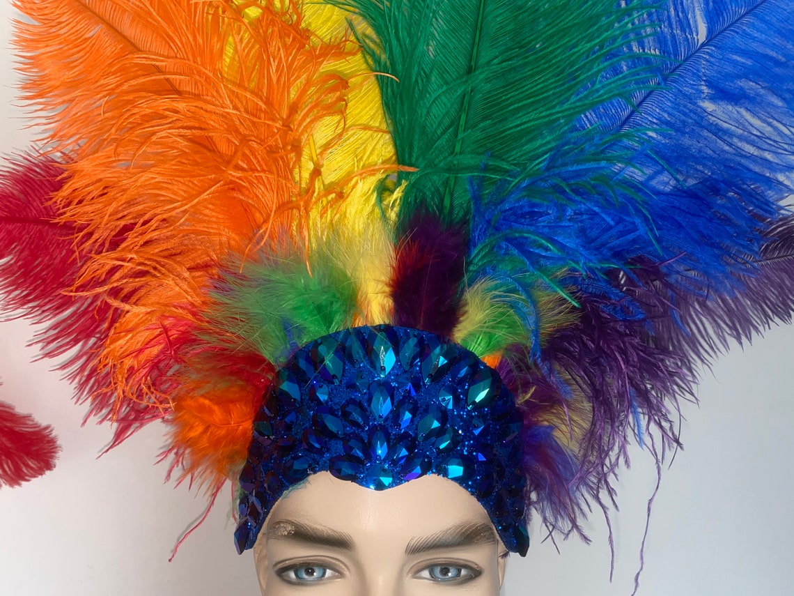 Medium Size Ostrich Feather Headdress Headpiece - Etsy