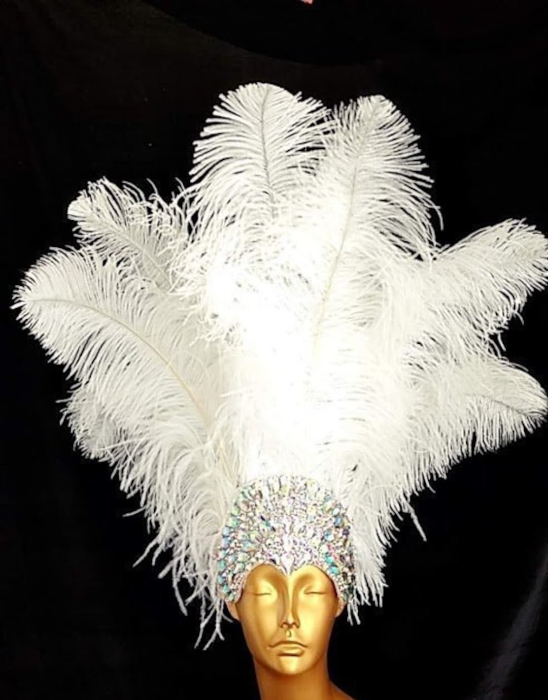 Ostrich Feather Headdress Showgirl Samba Carnival New Crown. MADE IN ...