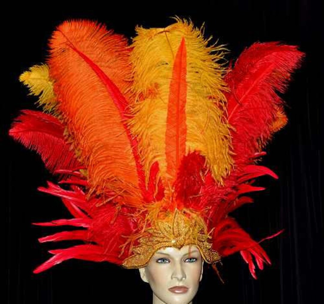 Ostrich Feather Headdress Showgirl Samba Carnival . Prime Crown Hand ...